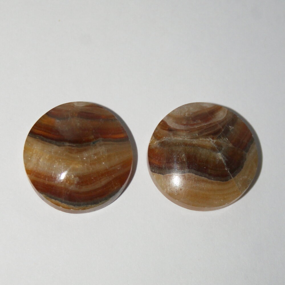 Мраморный оникс пара кабошонов, 21х21х3 мм, Урал, "True Stones"