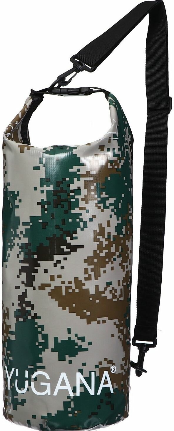 Гермомешок туристический из ПВХ с одним ремнем для рыбалки, герметичный мешок для защиты вещей от воды, водонепроницаемая сумка-чехол для документов, гаджетов и одежды, 15 литров, камуфляж