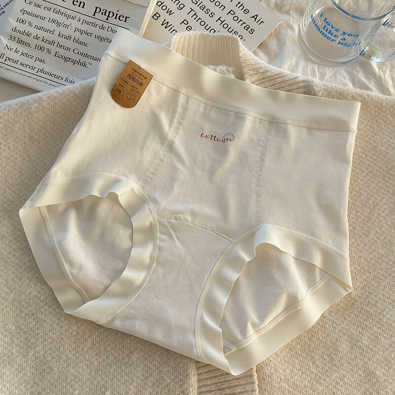 10A Антибактериальные трусики из длинноволокнистого хлопка Синьцзян, чистый хлопок, женские трусики с высокой талией для плюс-сайз MM, контроль живота, удлиненный передний шаг, трусики для послеродового восстановления
