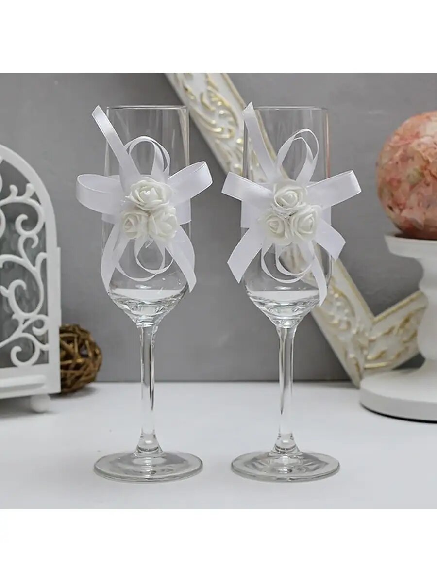 Свадебные бокалы для молодоженов, фужеры жениха и невесты для шампанского новобрачных 2 шт.
