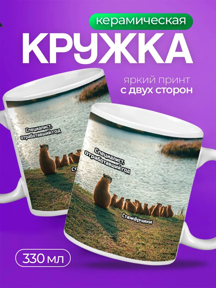 Кружка керамическая PNP NARD, 330 мл, с цветным принтом мем