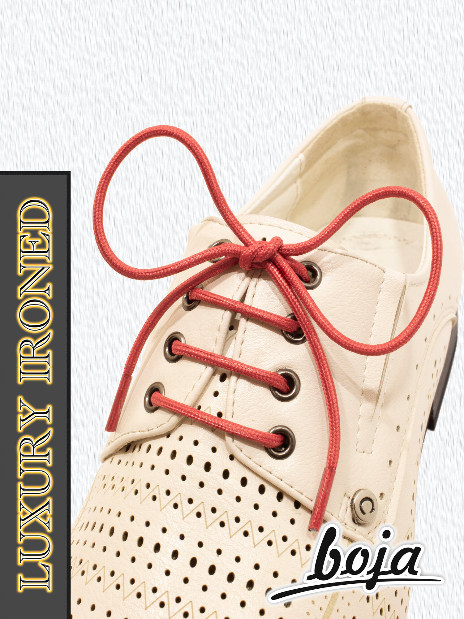 Шнурки тонкие для обуви BOJA (LUX), для туфель, красные, 80 см, круглые, НЕ эластичные, НЕ резиновые, без фиксаторов