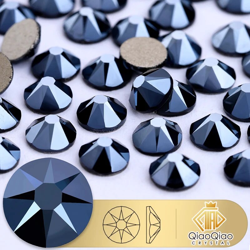 Стразы стеклянные QIAO 2088 SS16 Shiny Black 1440шт