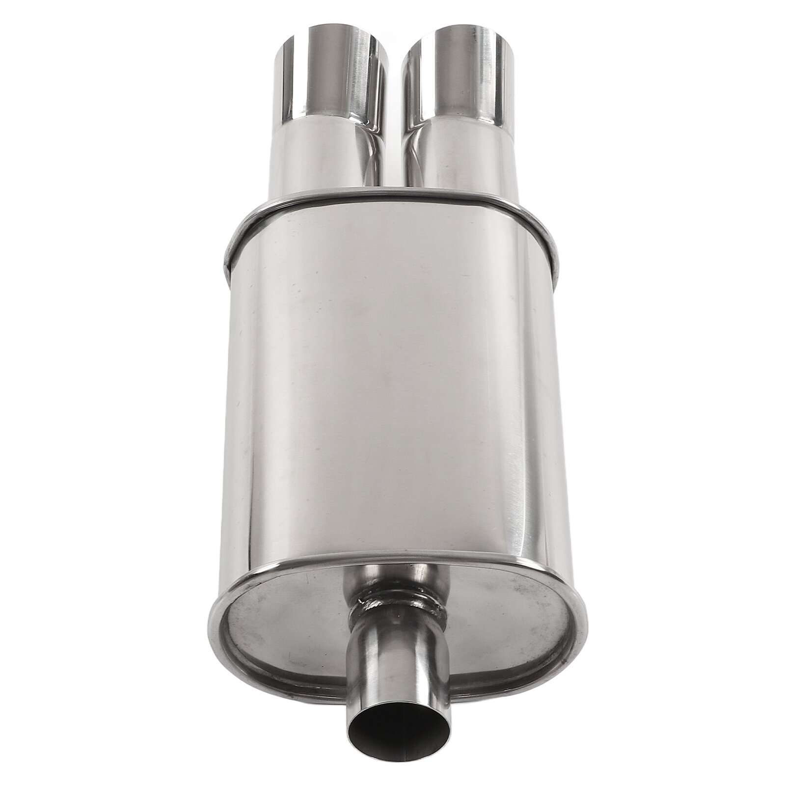 64 мм двойной выпускной глушитель для DTM Style из нержавеющей стали, серебристый, универсальный для автомобиля
