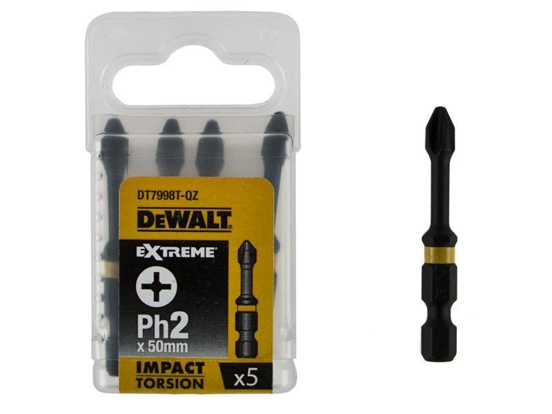 Биты ударные DeWalt IMPACT Torsion Ph2 50мм 5 шт DT7998T-QZ