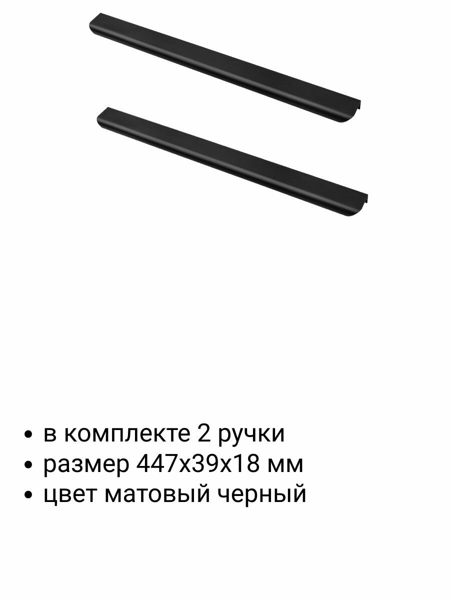 Ручка торцевая, 384/447 мм, для корпусной мебели, цвет матовый черный RT-006-450 BL