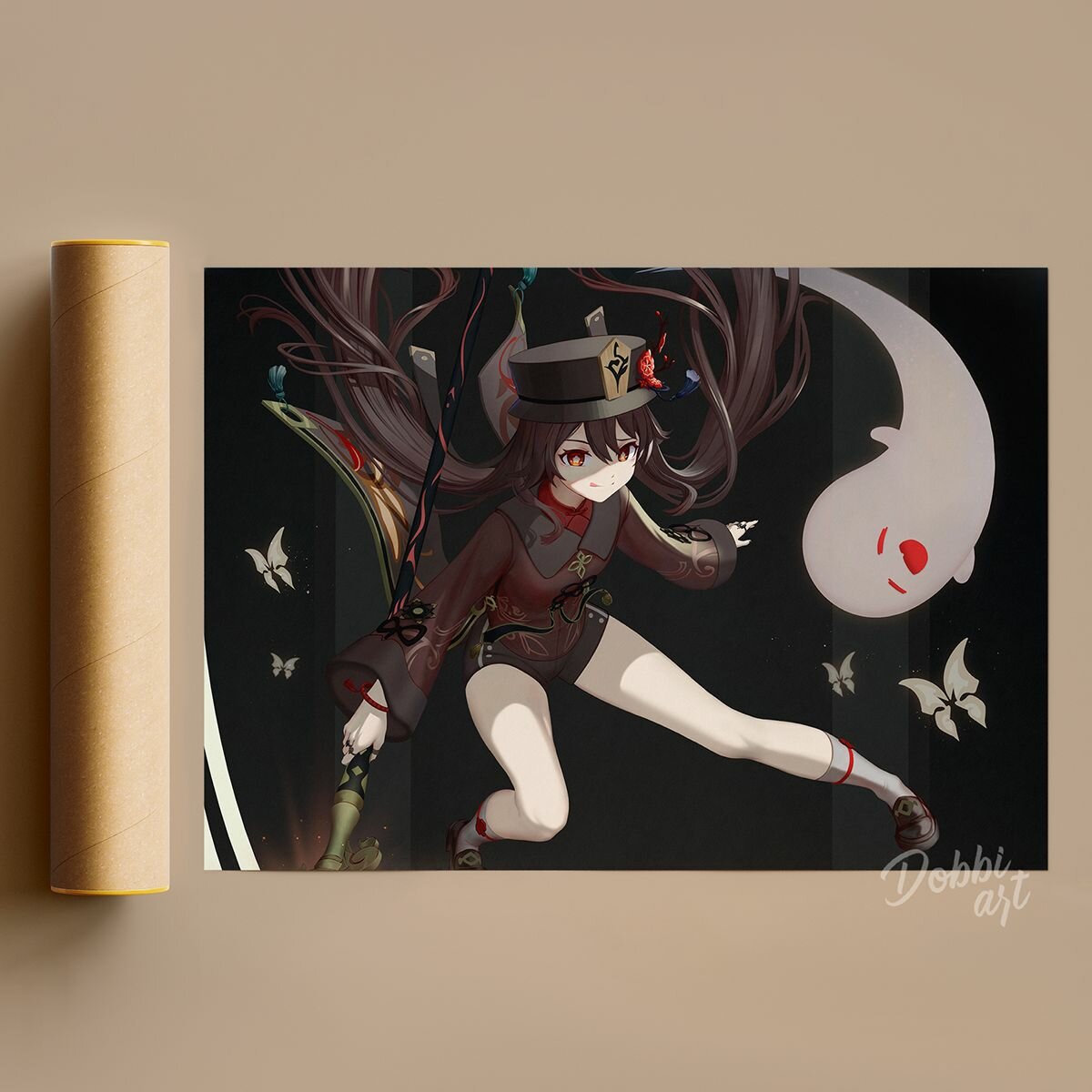 Постер 30х40 см Геншин Импакт без рамы/ Genshin Impact, Ху Тао/ Аниме игра Геншин