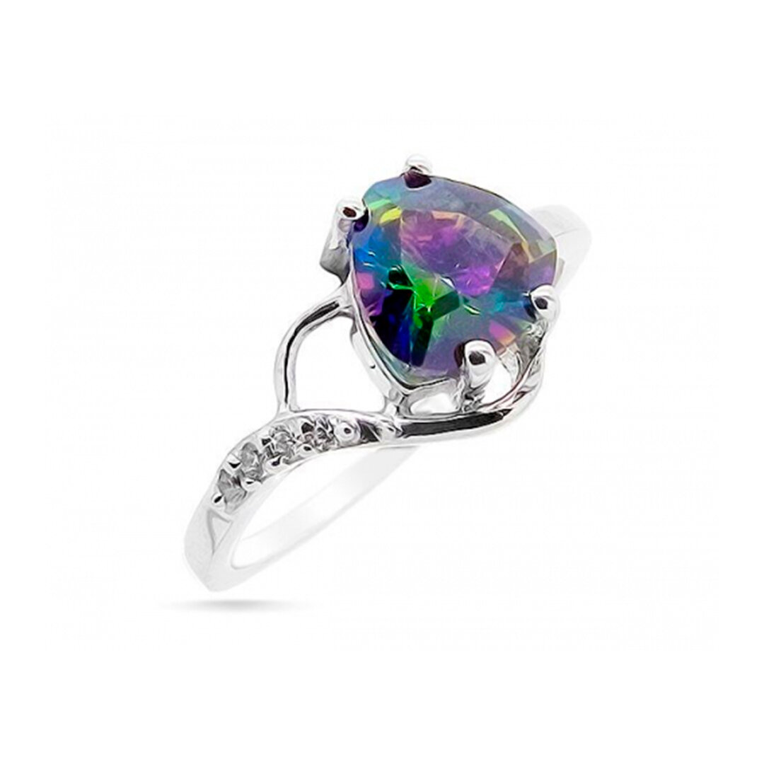 Кольцо, серебро, 925 проба, циркон, кварц