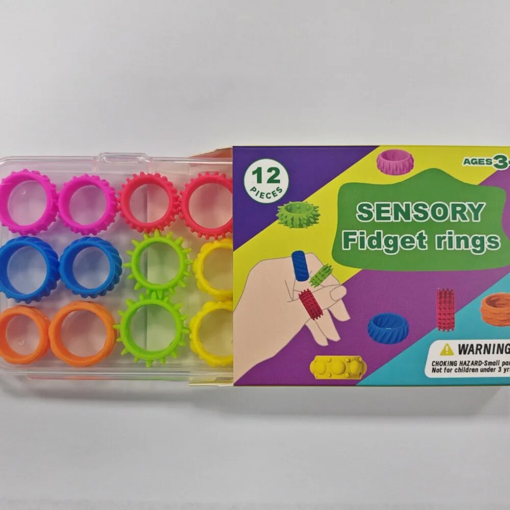 Силиконовые сенсорные кольца для детей 12 шт. colorful carton