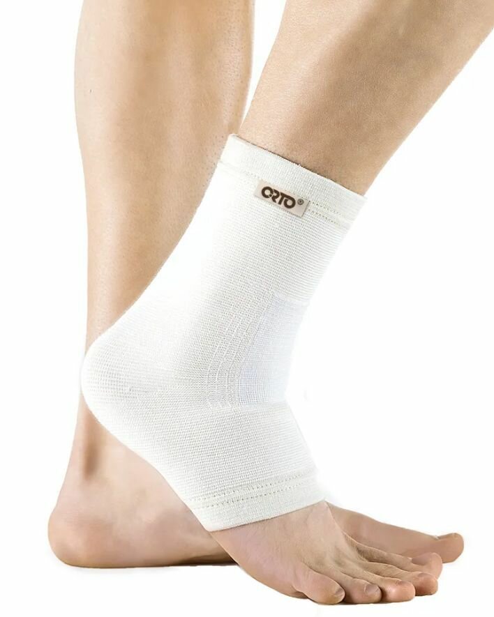 Бандаж ортопедический на голеностопный сустав эластичный (50% шерсти) TAN 201, белый, размер L