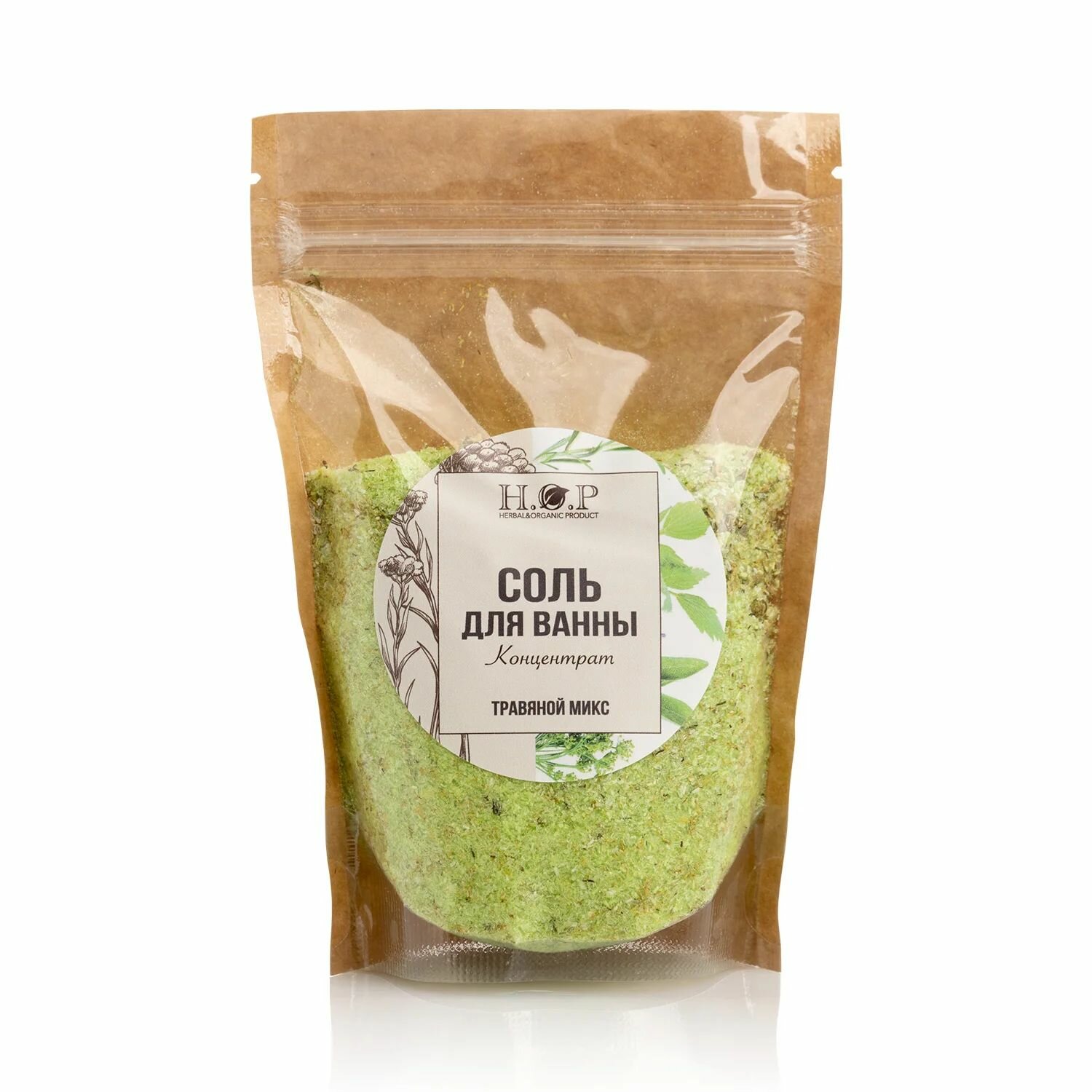 Соль для ванны полезная "травяной микс", магнезия 200 гр HOPMILL