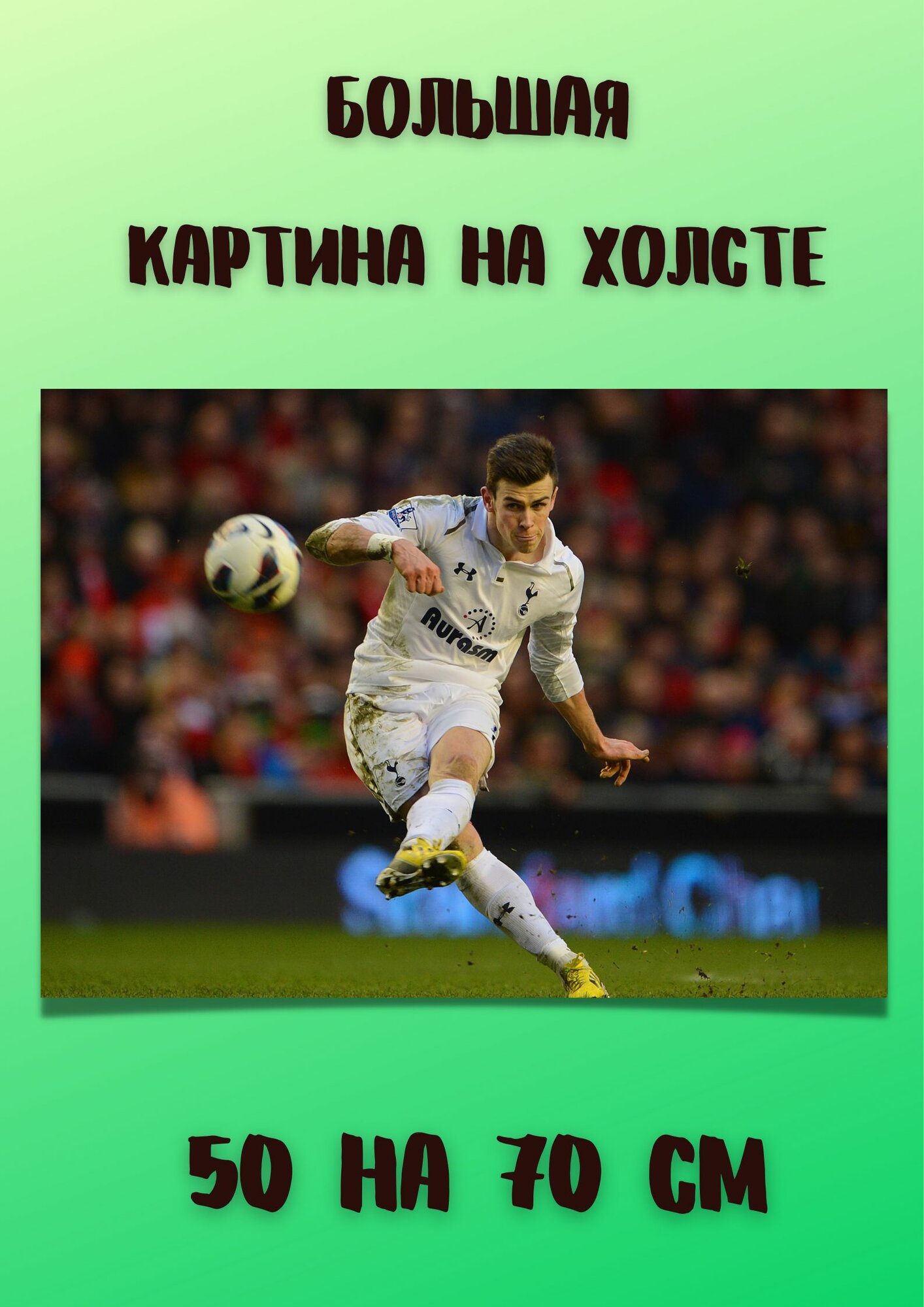 Спортивная арт картина с футболистом Гарет Бэйл на холсте - Gareth Bale игрок сборной Уэльса