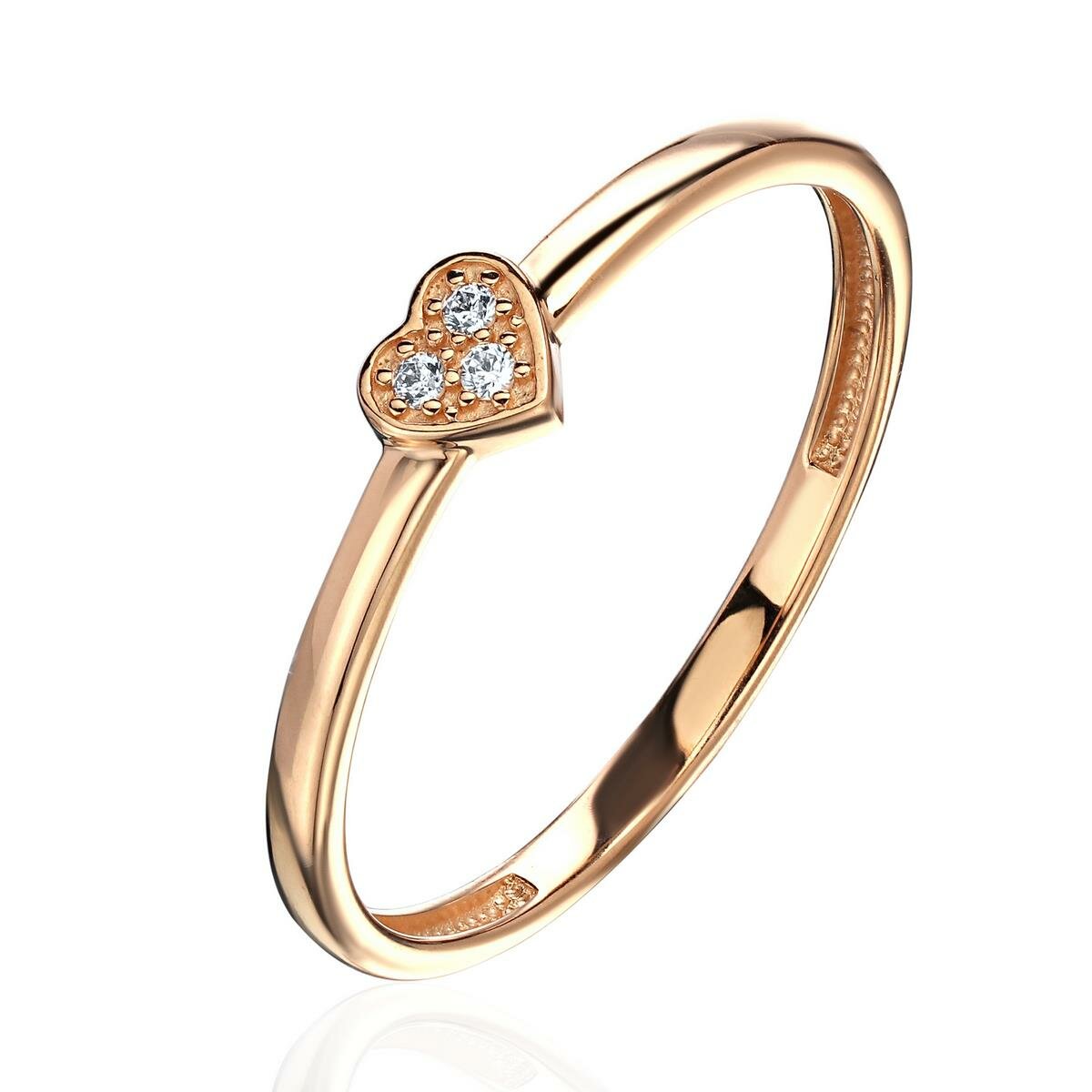 Кольцо, золото, 375 проба, фианит