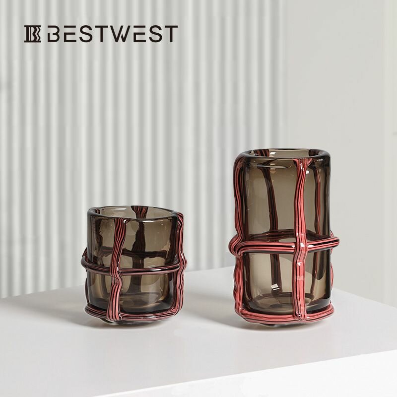Стеклянная ваза, wine red, настольная, на подоконник, прозрачная, 25х16 см — фото 1