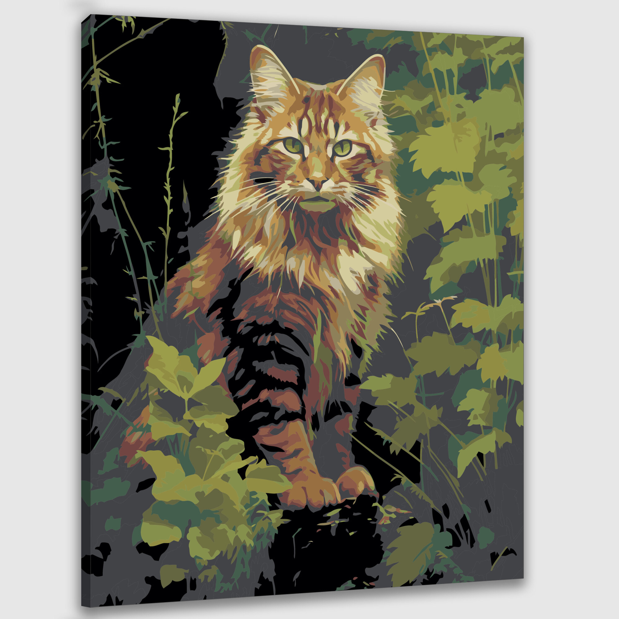Картина по номерам 40x50 см, картина, масло, реализм, кот, мейн-кун, размеры, сила, пушистые уши, янтарные глаза