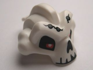 Minifigure, Head, Modified Skull, Jaw Upper with Red Eyes and Forehead Nails Pattern, 93068pb01 White U