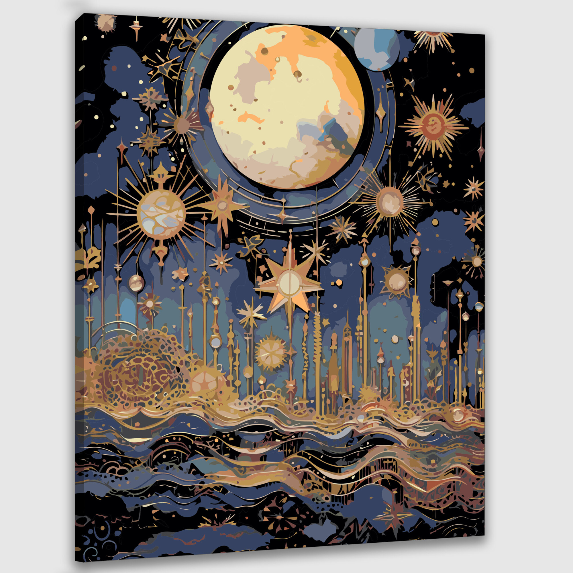 Картина по номерам 40x50 см, искусство, смешанная техника, ночное небо, бумажные вырезы, акварельные акценты, созвездия