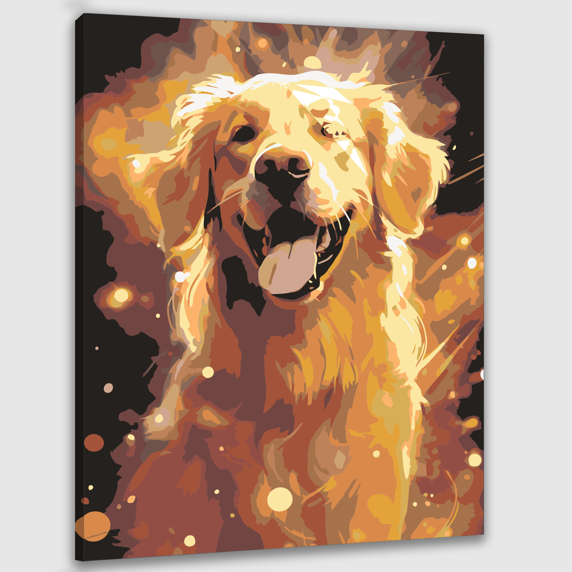 Картина по номерам 40x50 см, яркая, цифровая, картина, душа, преданная собака, сияющий шар света, ореол, теплые тонов