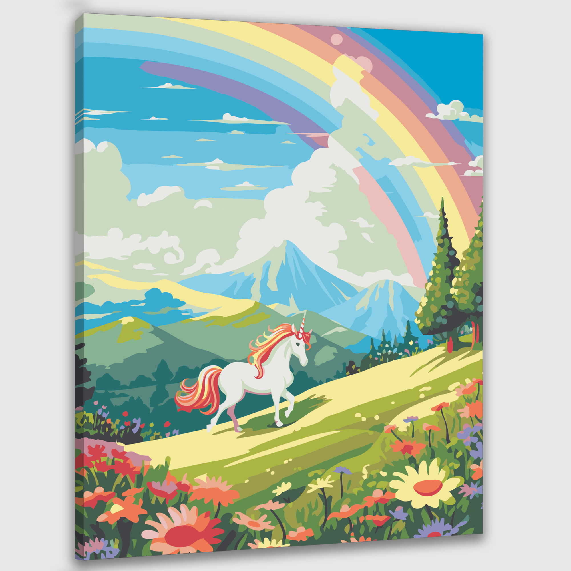 Картина по номерам 40x50 см, картина, цифровая, радуга, дуга, небо, цвета, радость, позитив, спектр, оттенки, ландшафт