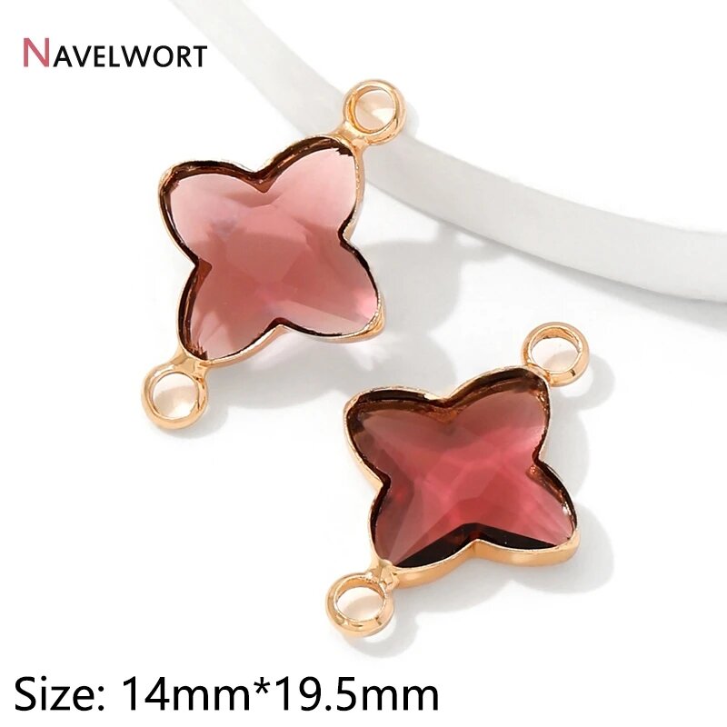 Розовые подвески NAVELWORT, 6 шт, 18K позолота