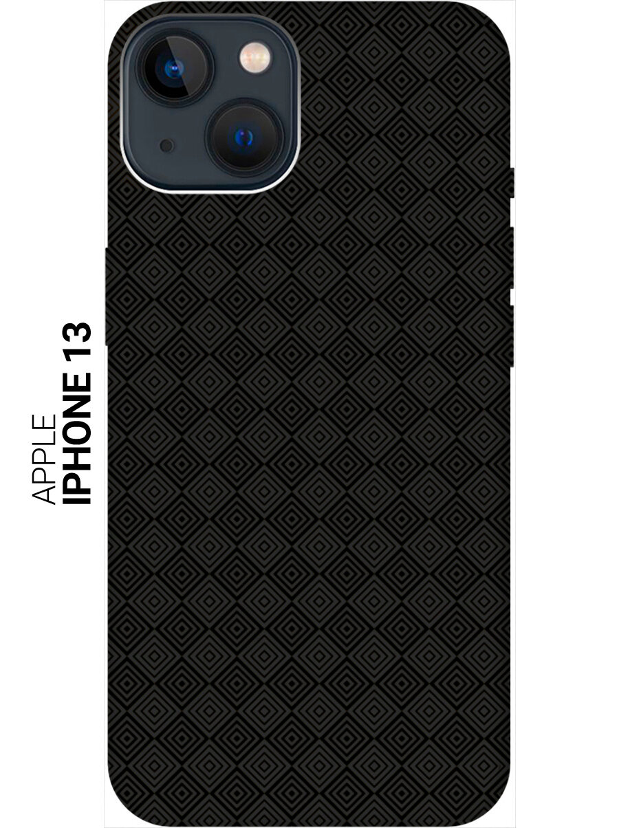 Силиконовый чехол на Apple iPhone 13 / Эпл Айфон 13 с рисунком "Magic Squares" Soft Touch черный