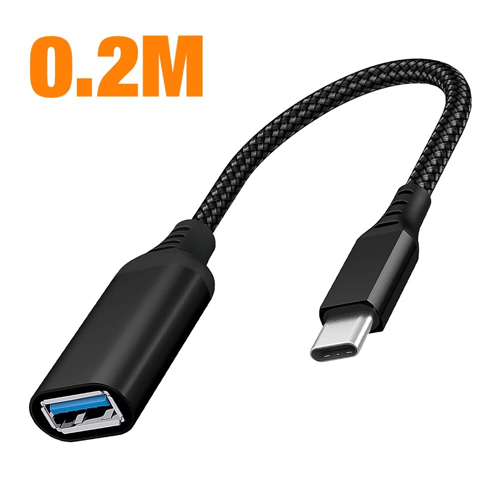 USB 3.0 Type-C OTG кабель, черный, 0.2M