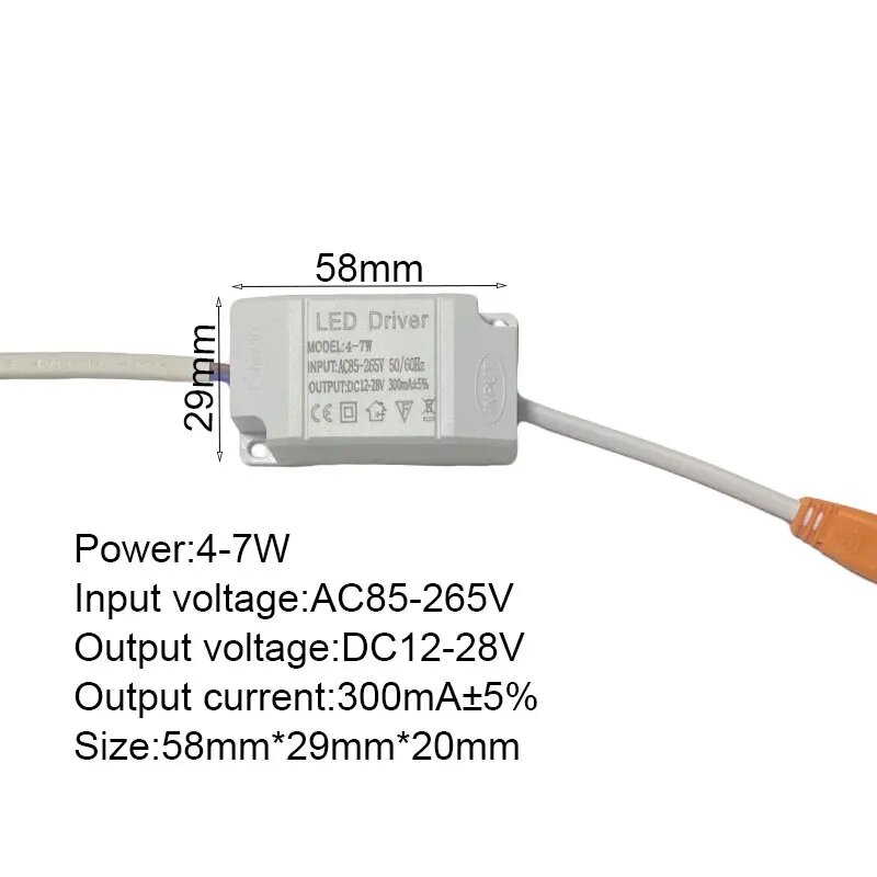 Светодиодный драйвер AC85-265V 300 мА 4-7W