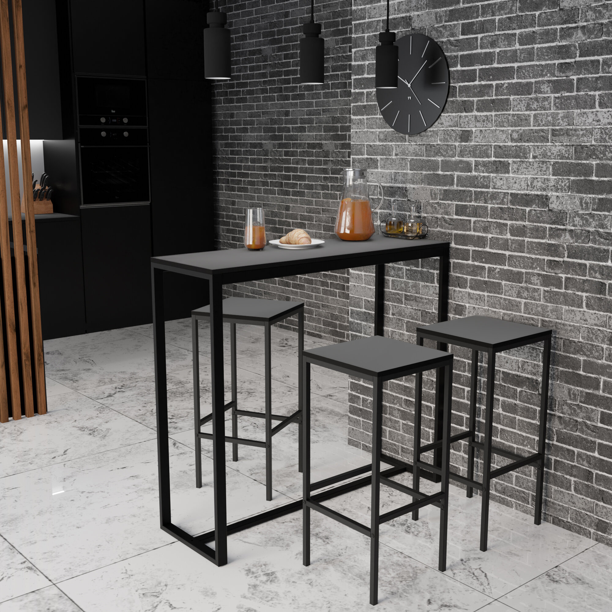 Барная стойка Лофт 120х40х108, Серый вулканический