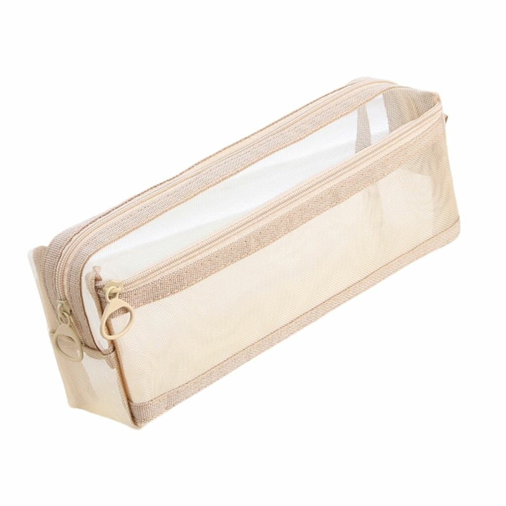 Сетчатый прозрачный пенал прямоугольной формы-коричневый