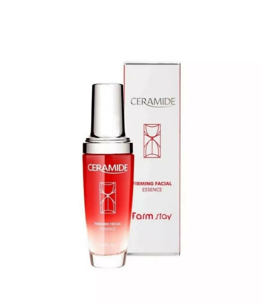 FarmStay Ceramide Firming Facial Essence Укрепляющая эссенция для ухода за кожей лица, шеи и зоны декольте с керамидами, корейская косметика. 50 мл