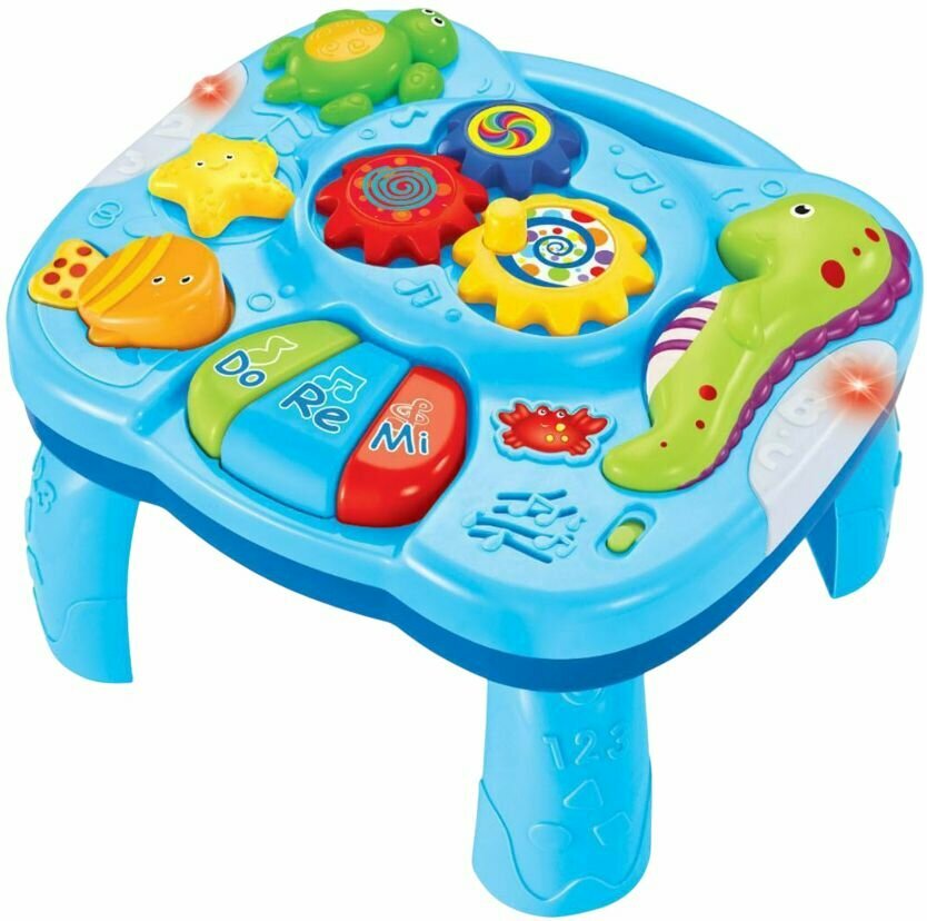 Детский музыкальный столик 3 в 1 "Морское приключение", со световыми и звуковыми эффекты, с подвижными деталями, работает от батареек, для малышей от 1 года