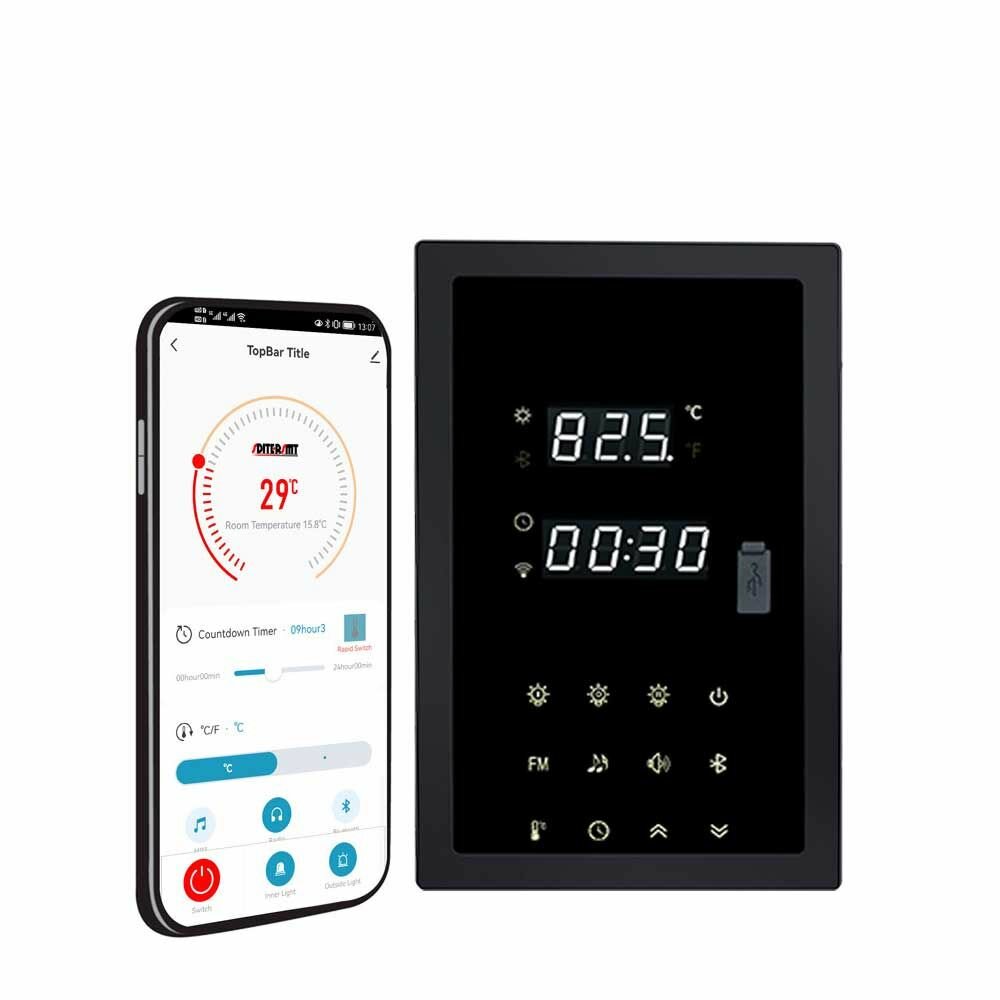 WIFI панель управления сауной, LC714 Комбинированная 1-Единая панель управления, термостат с датчиком для сауны 4.5 квт