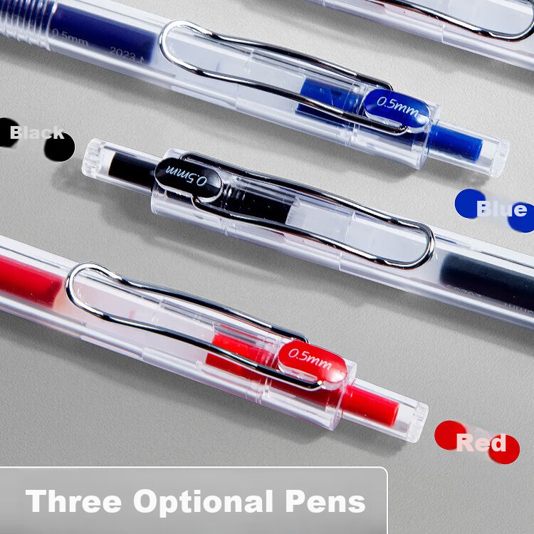 Dongmi Gel Pen, Ergonomic Pen with Retractable Tip, Student-Specific, Stylish, Stress-Relieving, Ultra-Soft Grip, Quick-Drying Signature Pen for Exam Practice, Dongmi Transparent Black, 3-Pack, DM996