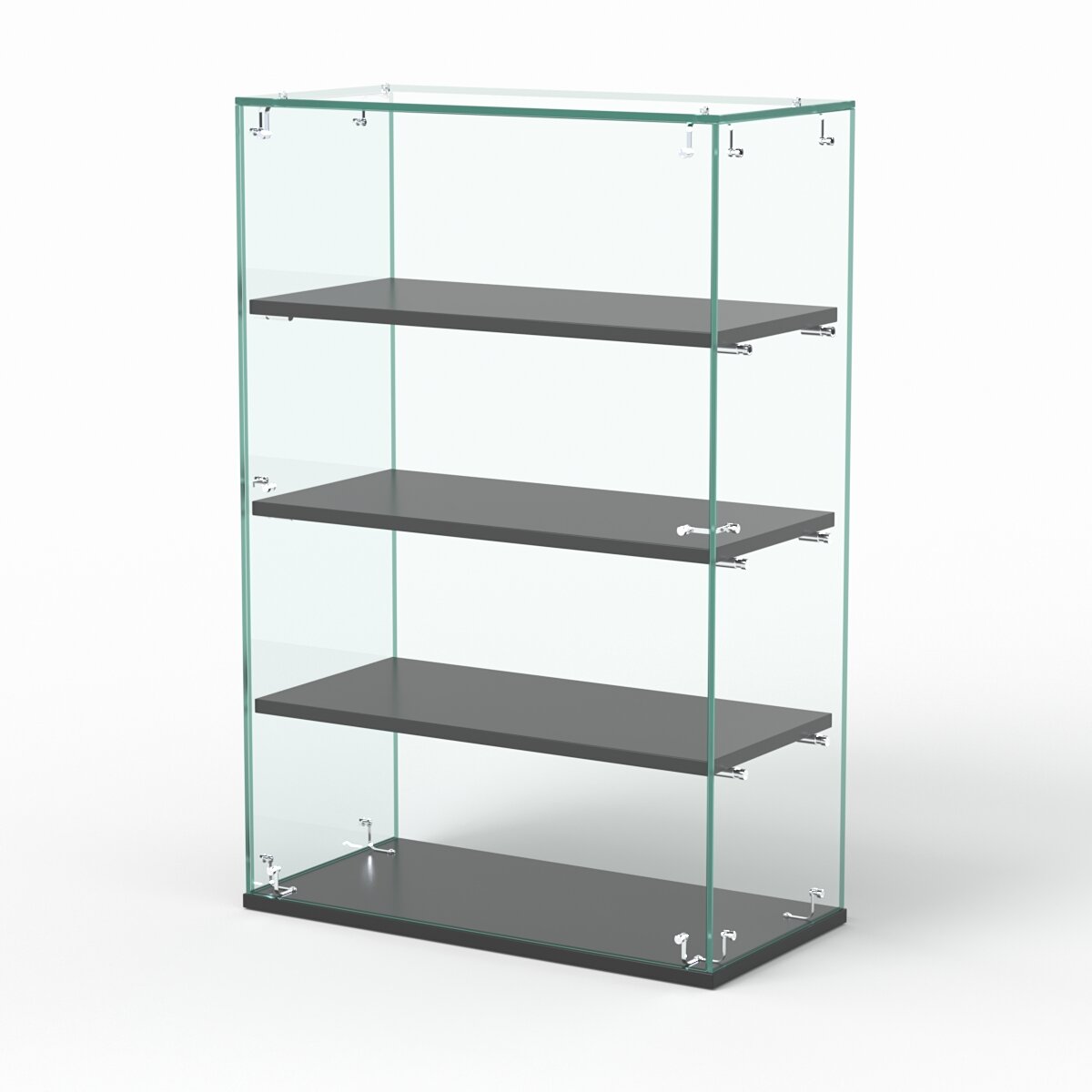 Витрина "сладость" №4А-О-П для выпечки настольная с прямыми полками без дверок пдсп, Черный