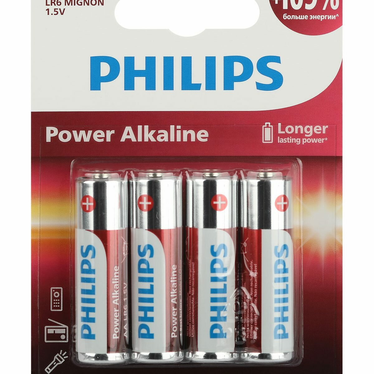 Батарейка Philips Power Alkaline AA/LR6 (блистер, 4шт.) (Б0062746), 12 уп.