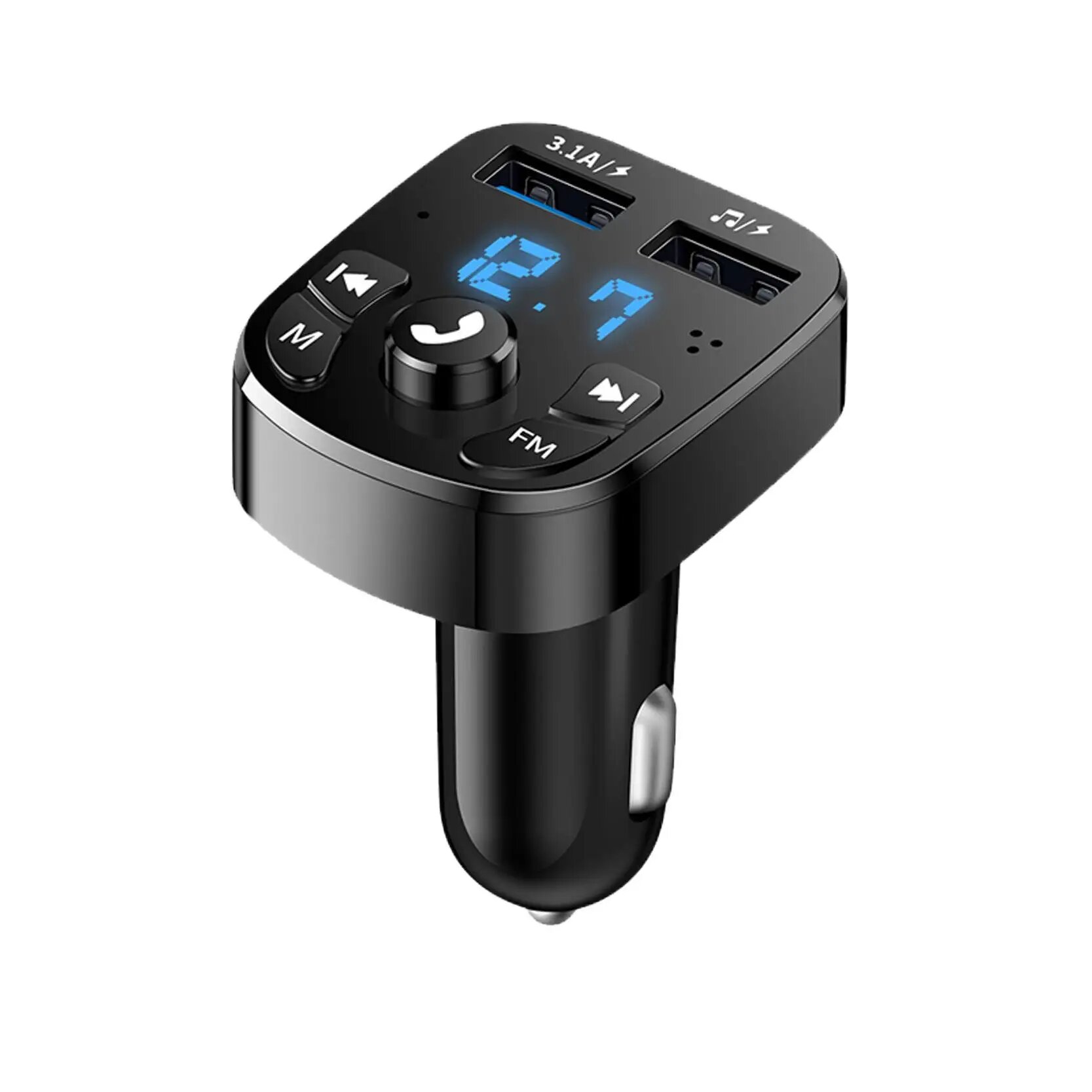 Автомобильный беспроводной FM-трансмиттер адаптер с двумя USB-портами зарядное устройство прикуриватель Mp3 плеер комплект громкой связи Быстрая зарядка А