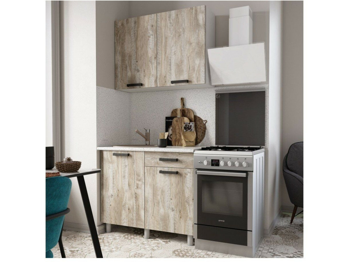 Кухонный гарнитур 1,0м для маленькой кухни, с фасадами ЛДСП, Дуб Юкон