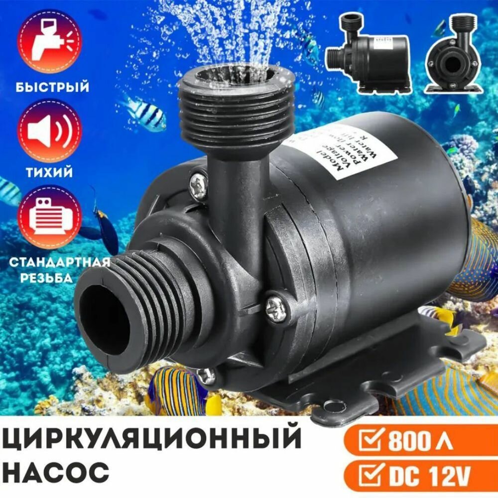 Насос для перекачки воды компактный. Высота подъема до 5 м, мощность19 Ватт, 800л/ч, подключение 1/2"