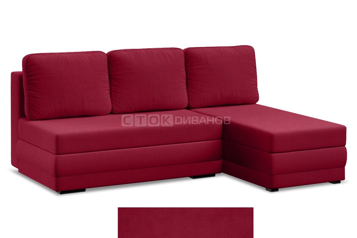 Угловой диван Сток Диванов Эконом-М Berry бордовый 195 см, механизм еврокнижка