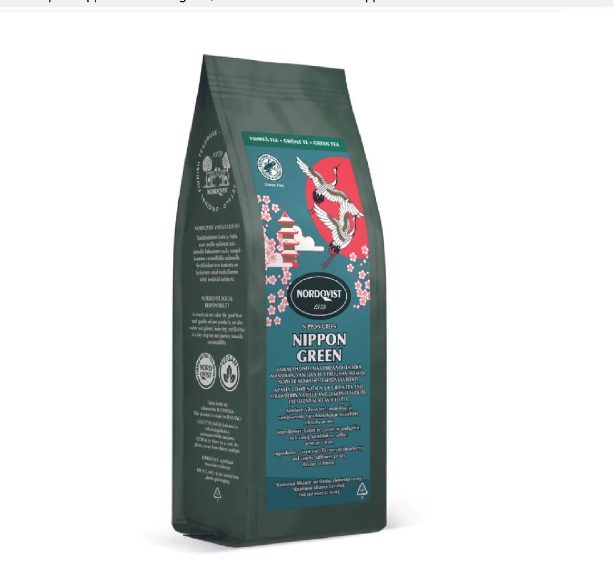 Чай Nordqvist "Nippon Green", листовой, зеленый с клубникой, лимоном и ванилью 100 г