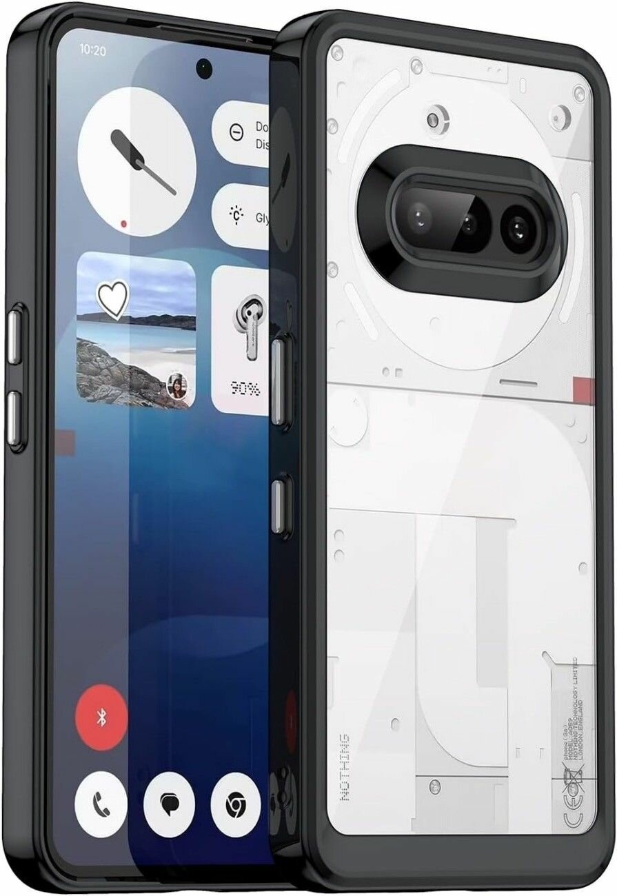Чехол на Nothing Phone 3a пластиковый с силиконовой окантовкой чёрный