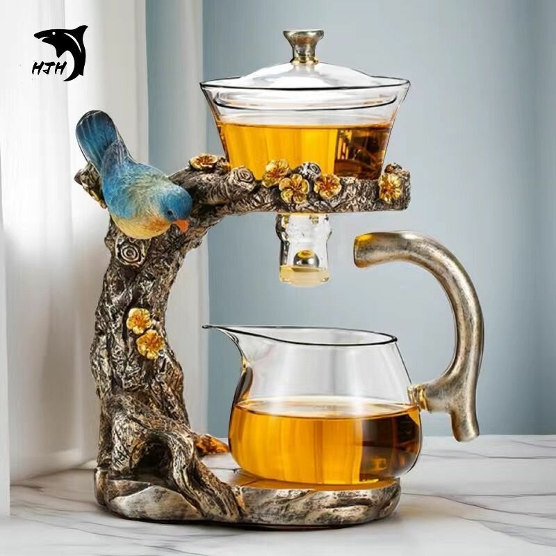 Стеклянный заварочный чайник 400 мл с подставкой в виде животного для церемониального чаепития