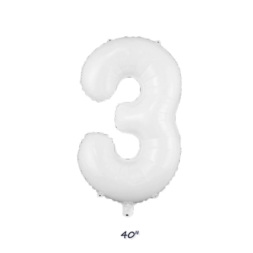 Фольгированный шар "3", белый, 40 дюймов