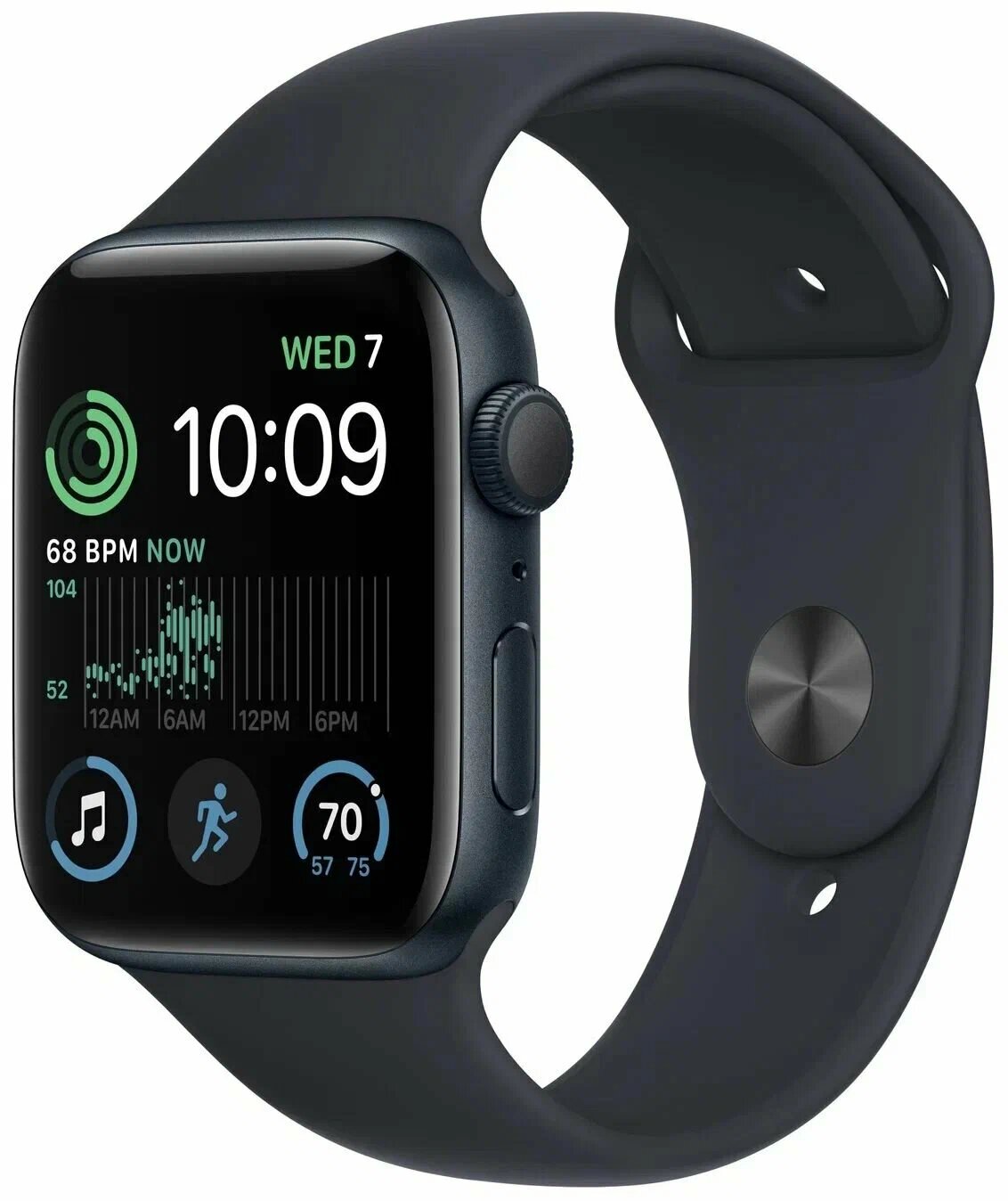 Apple Watch SE 2024 GPS 44mm Aluminium Case with Sport Band S/M, Midnight (Тёмная ночь), MXEJ3