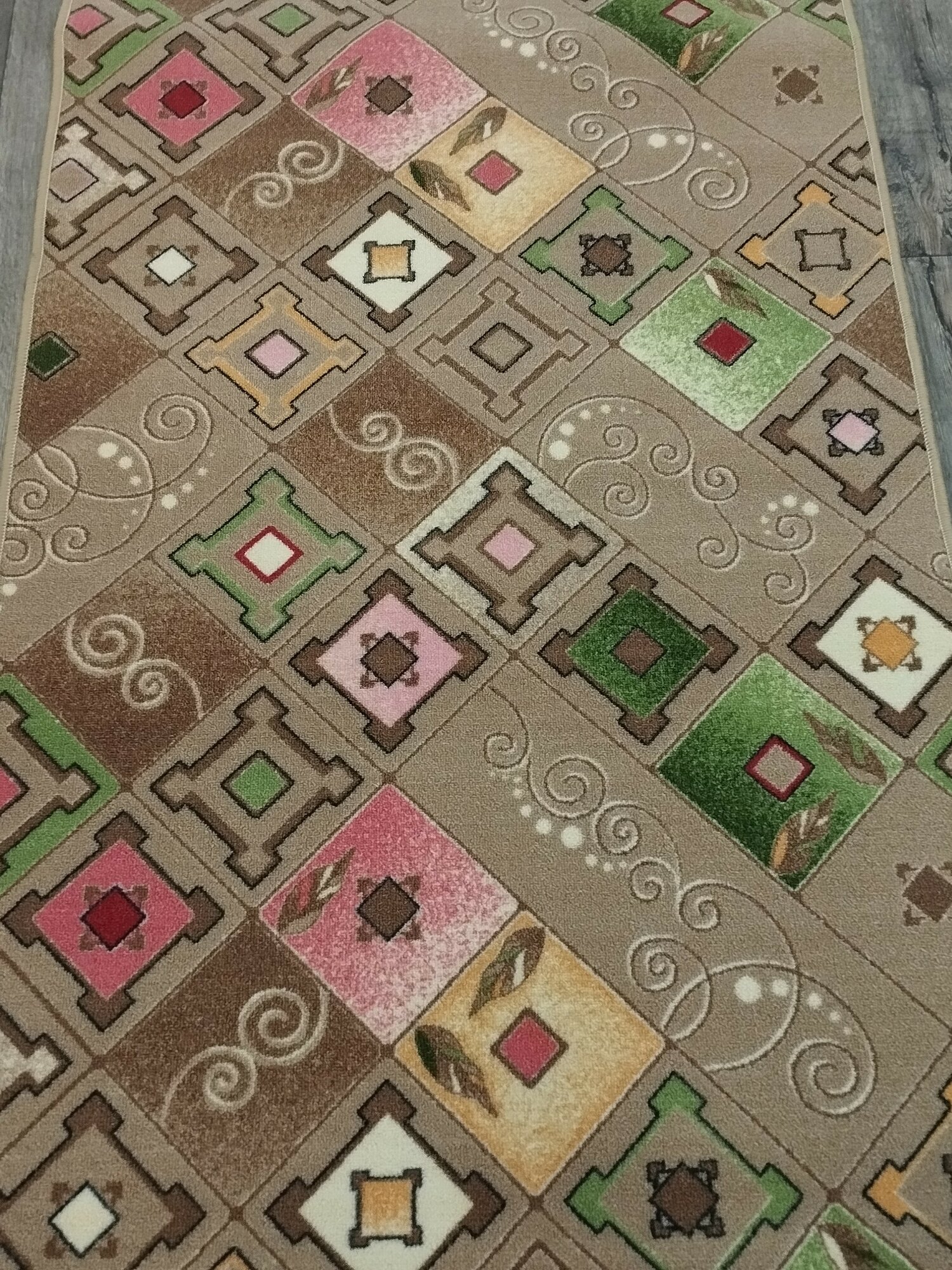 Ковровая дорожка на войлоке, Витебские ковры, с печатным рисунком, 1193, разноцветная, 1*2.5 м