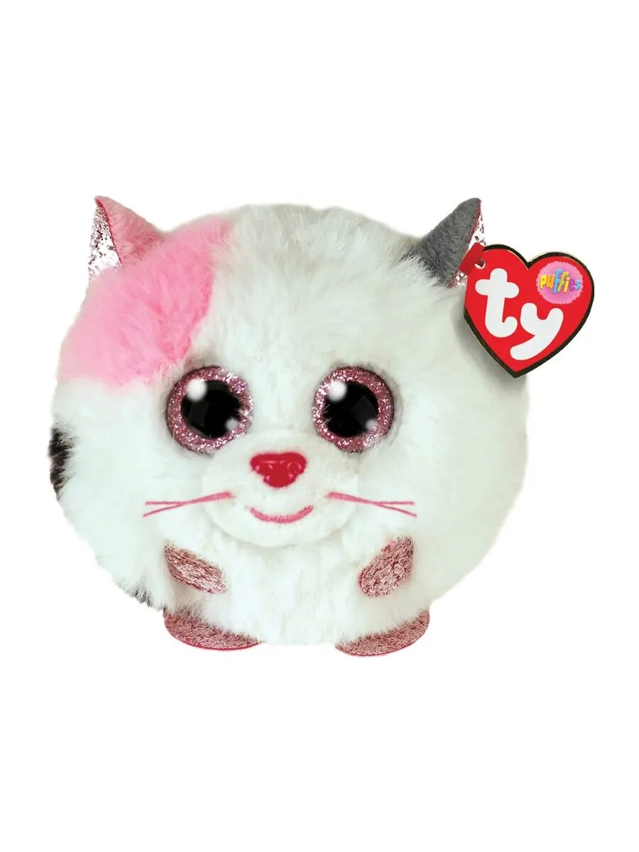 TY Мягкая игрушка Маффин белый котенок, 10 см