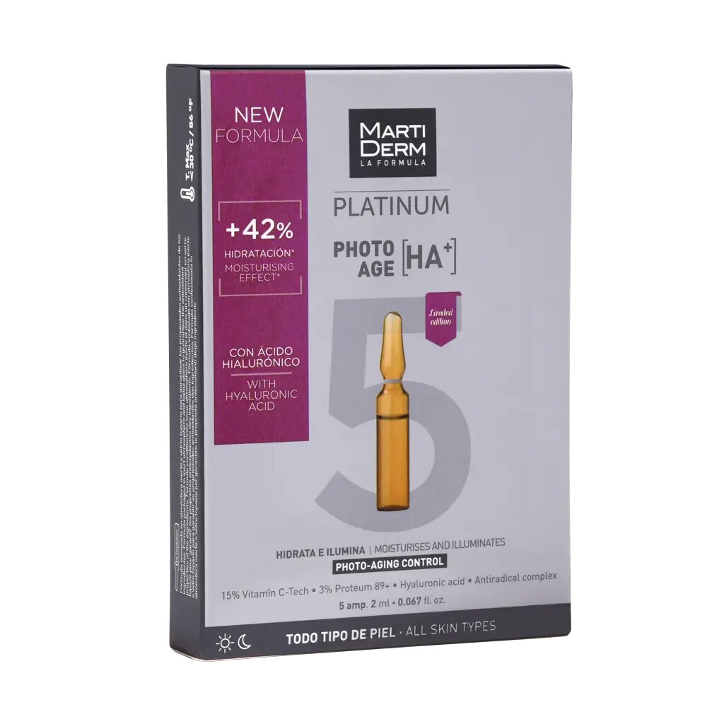MartiDerm Platinum Коррекция фотостарения Гиалуроновая кислота + для всех типов кожи ампулы 2 мл 5 шт