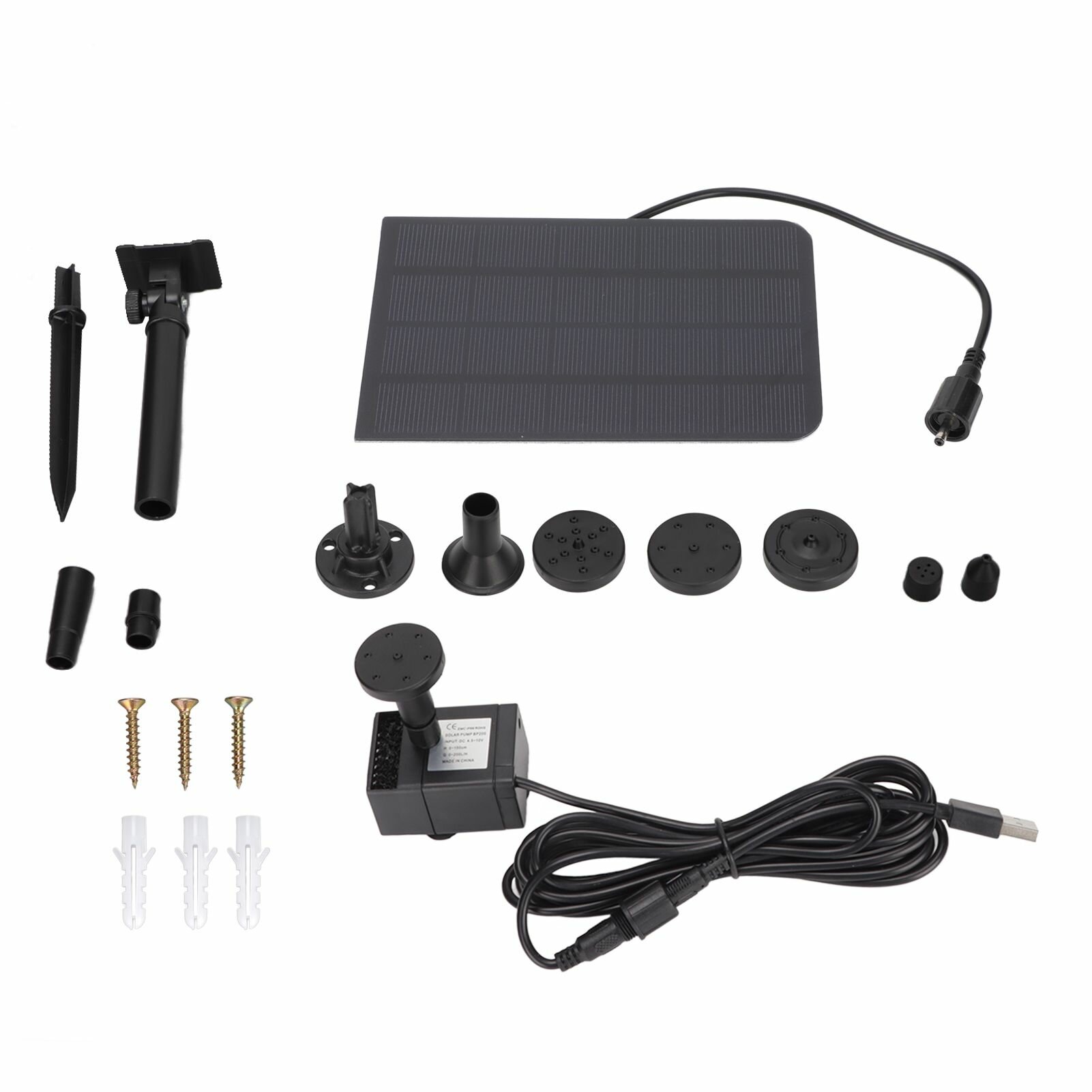 Солнечный фонтанный насос 200л/ч, USB, для сада и пруда