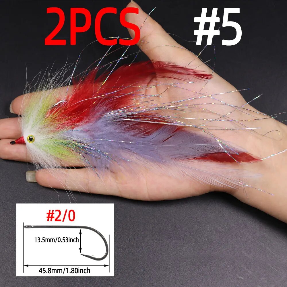 Bimoo Мушки-стримеры для нахлыста 5 шт. #2/0 2pcs Color 5