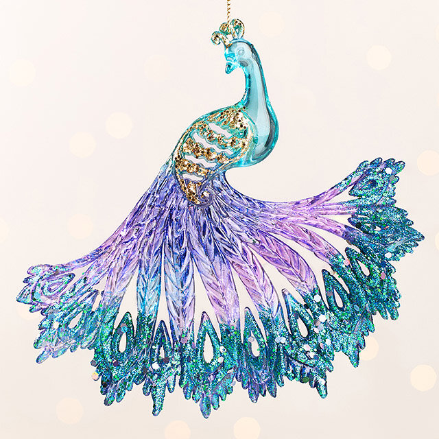 Елочная игрушка Грациозный Павлин 15 см синий, подвеска, Kurts Adler, T3110-2